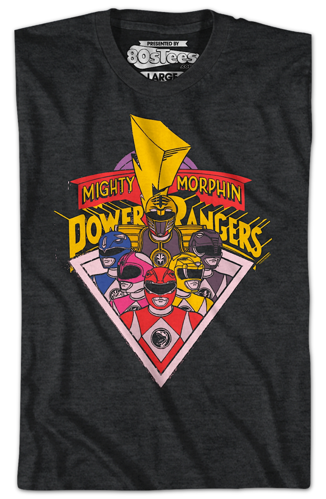Rangers And Logo Mighty Morphin Power Rangers T-Shirt