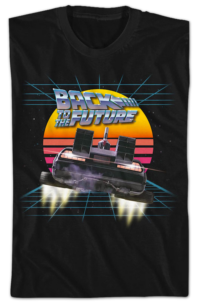 Retro DeLorean And Sunset Back To The Future T-Shirt