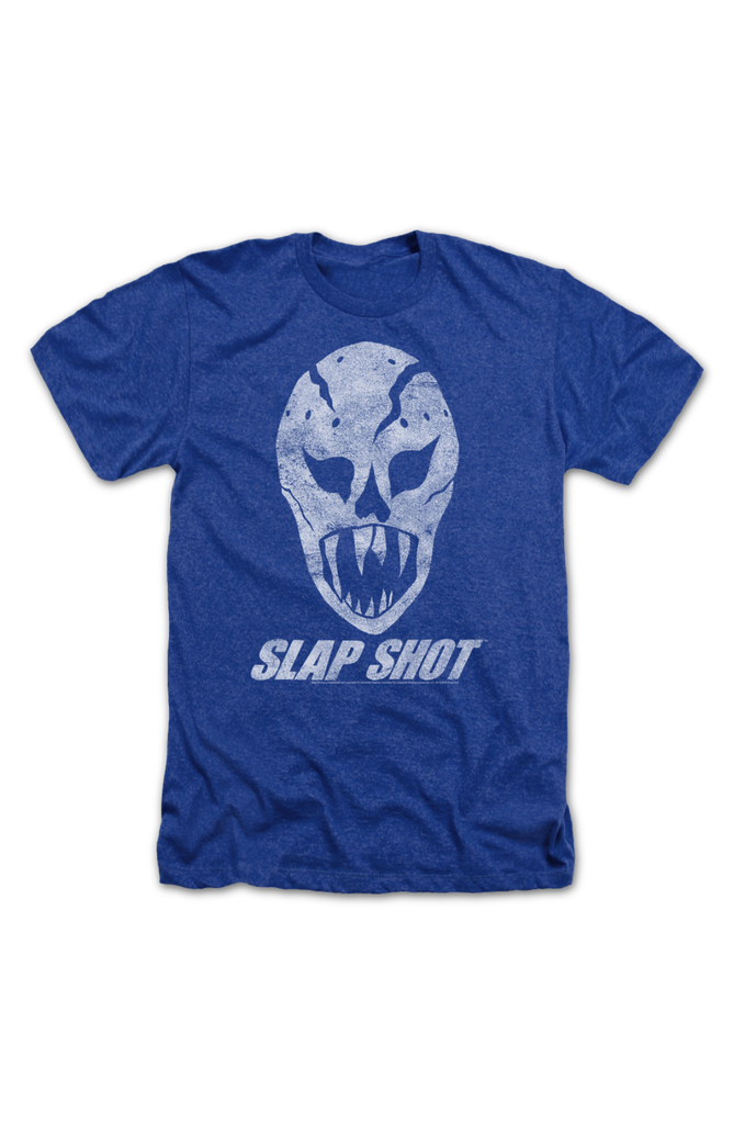 Royal Heather Goalie Mask Slap Shot T-Shirt