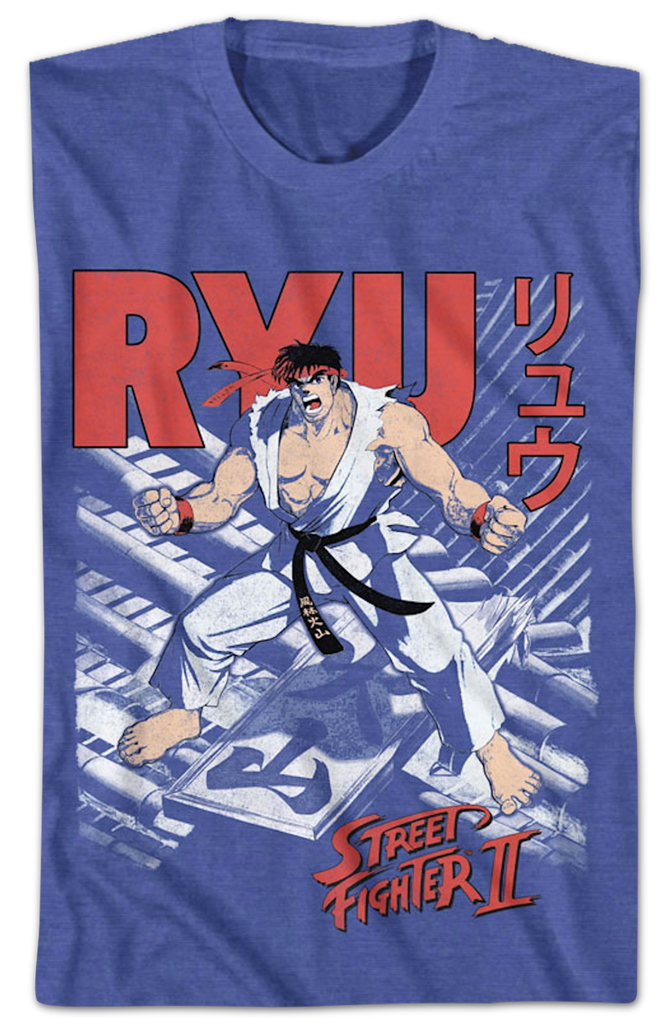 Ryu Japanese Text Street Fighter II T-Shirt