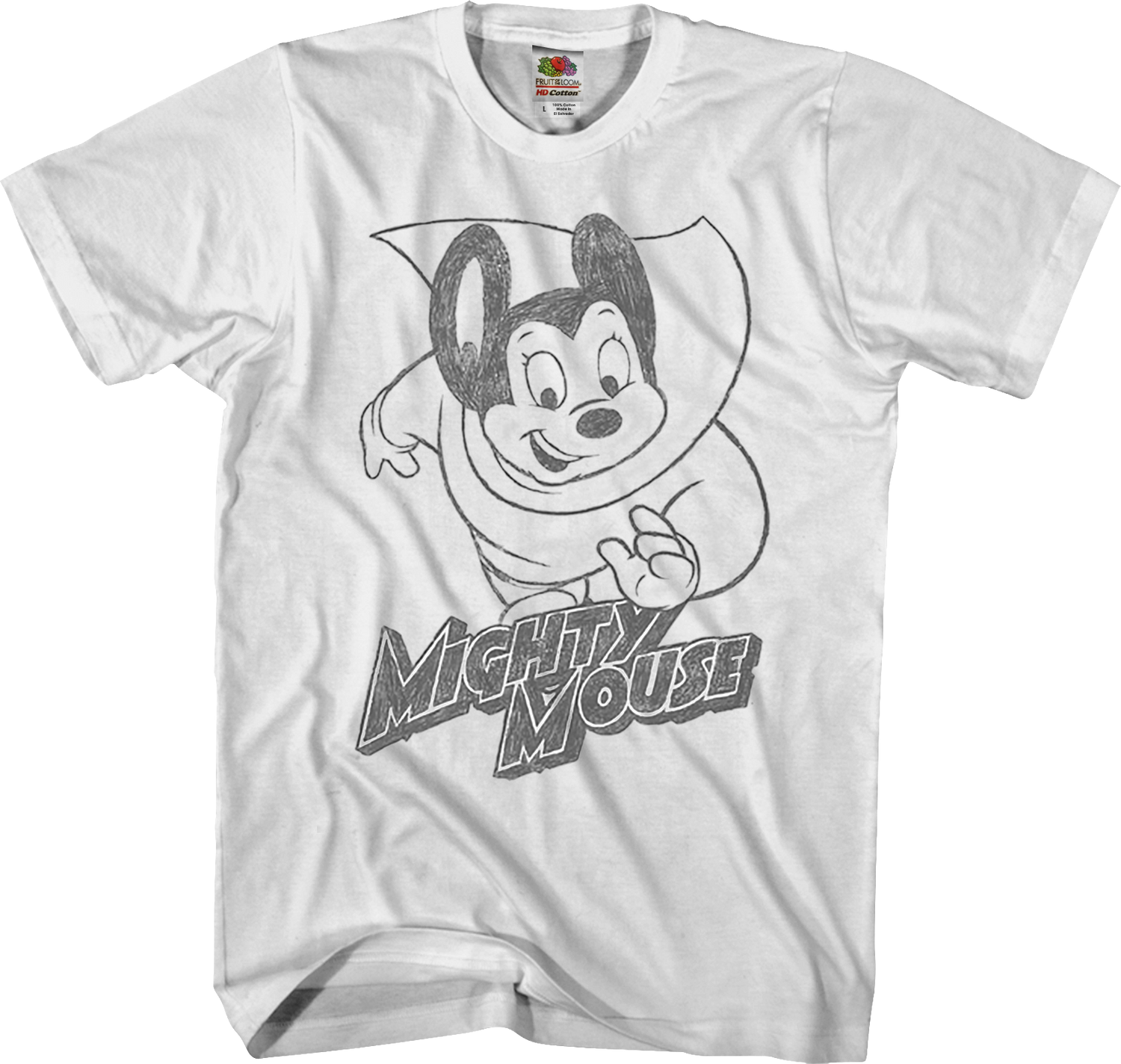 Sketch Mighty Mouse T-Shirt: Mens Mighty Mouse T-Shirt