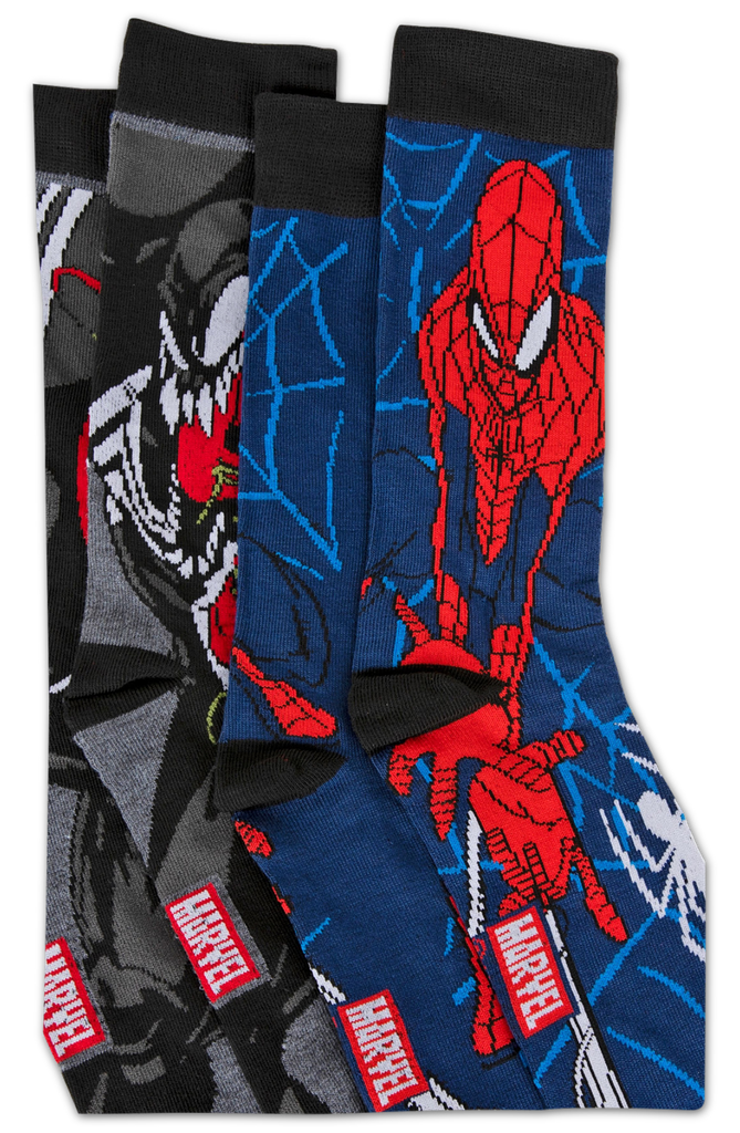 Spider-Man and Venom 2-Pack Marvel Comics Socks