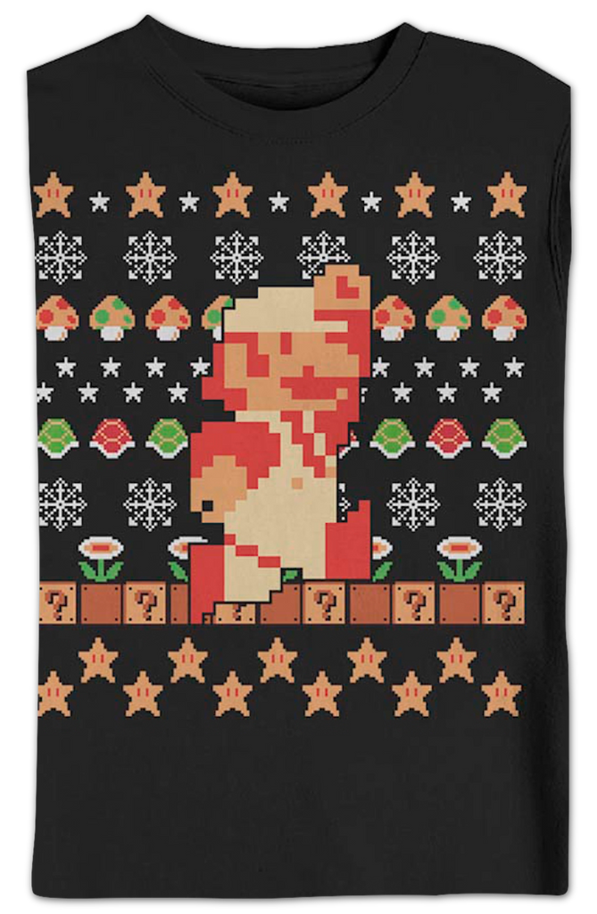Super Mario Faux Ugly Christmas Sweater Nintendo Sweatshirt