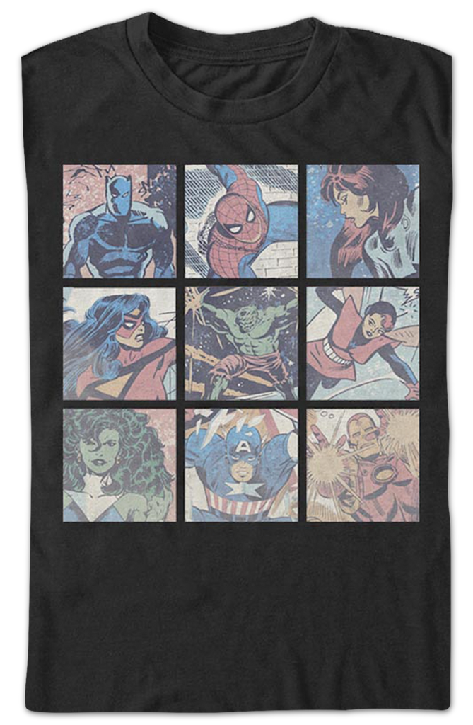Superhero Panels Collage Marvel Comics T-Shirt