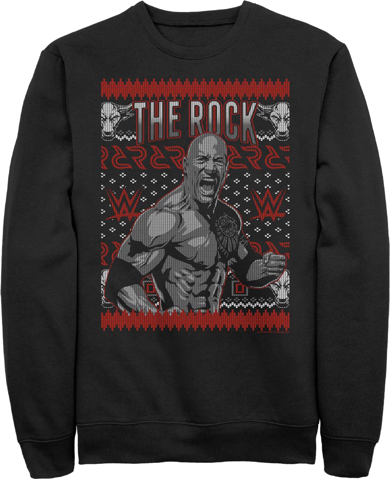 The Rock Faux Ugly Christmas Sweater WWE Sweatshirt