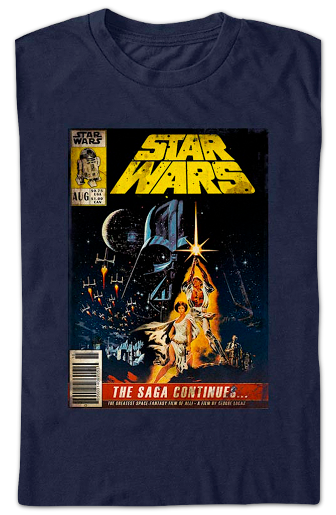 The Saga Continues Comic Book Cover Star Wars T-Shirt