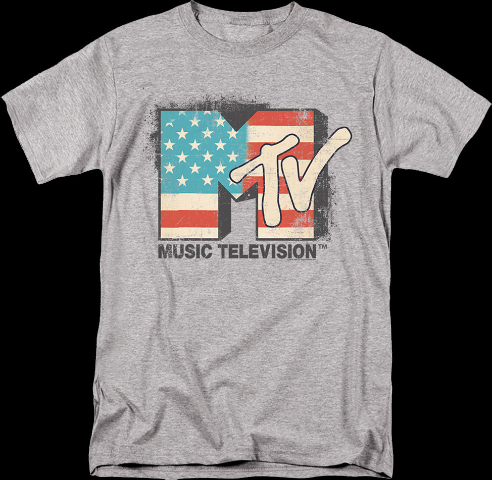 Vintage American Flag Logo MTV T-Shirt