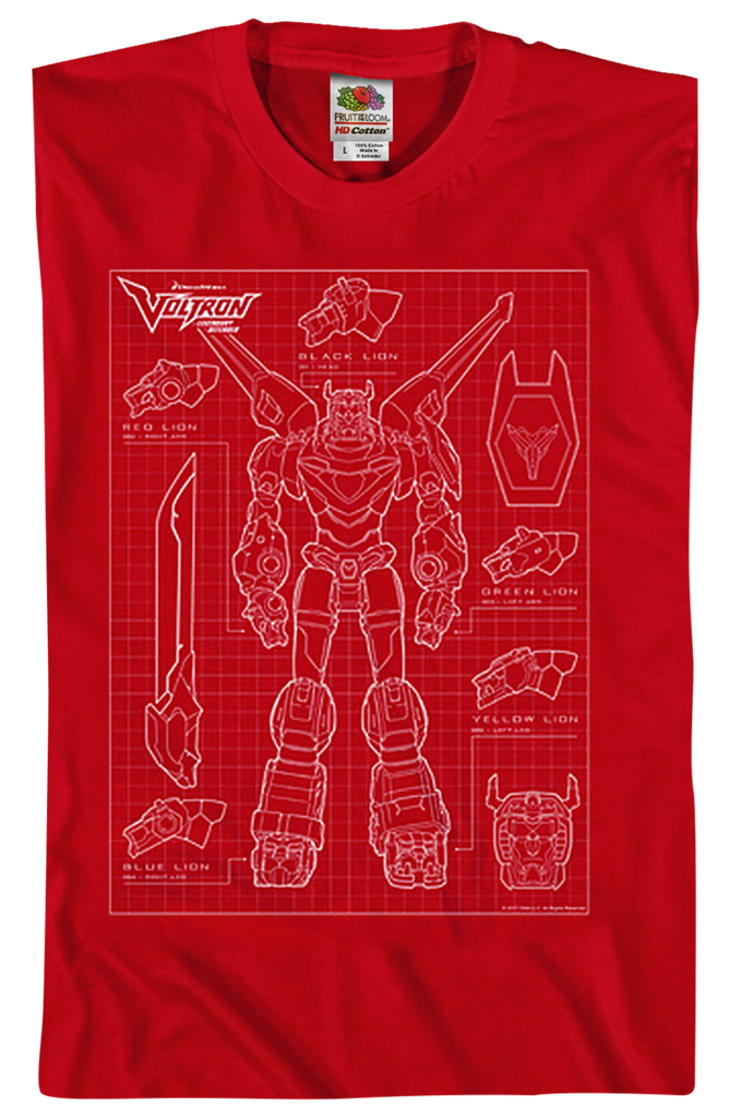 Voltron Schematic T-Shirt: Voltron Mens T-Shirt