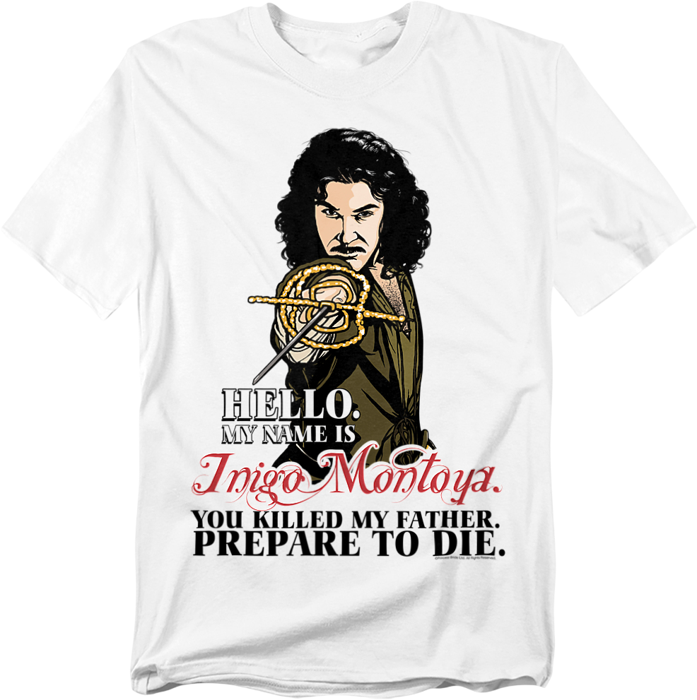 White Inigo Montoya Illustration Princess Bride T-Shirt