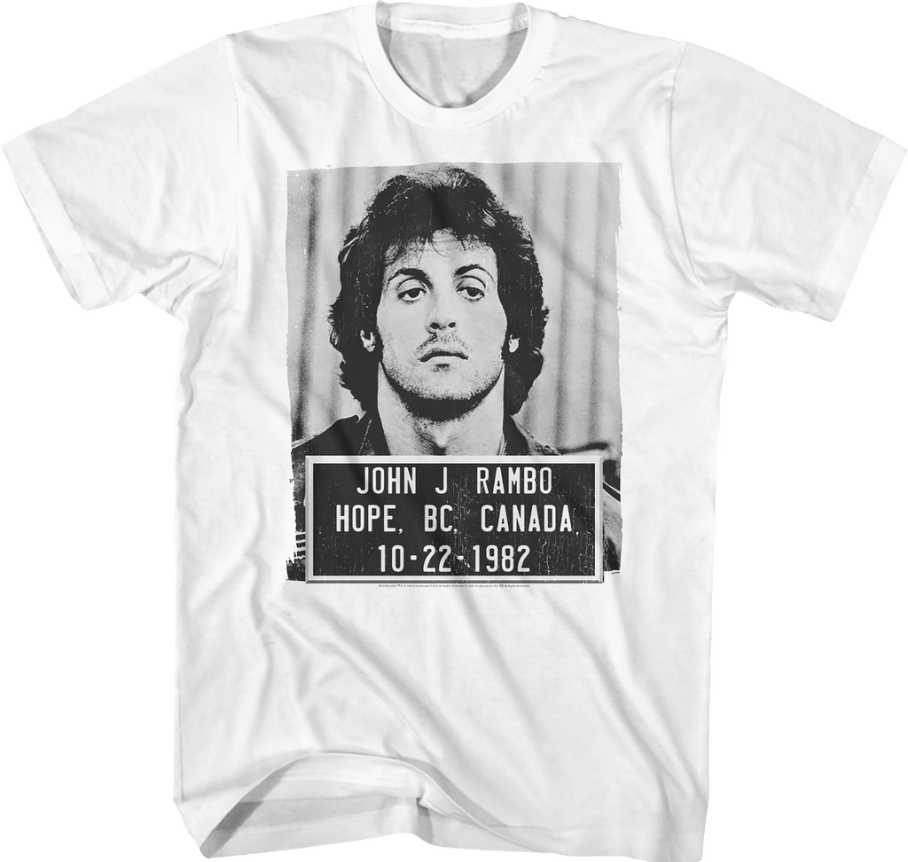 White John Rambo Mug Shot T-Shirt