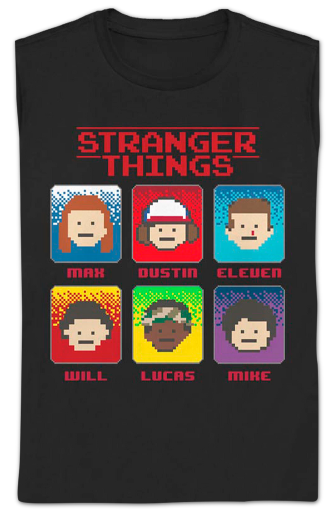 Womens 8-Bit Characters Stranger Things Shirt