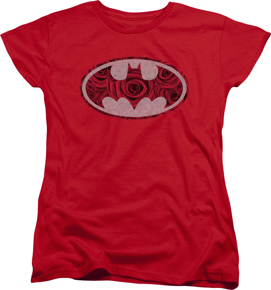 Womens Batman Red Rose Logo DC Comics Shirt