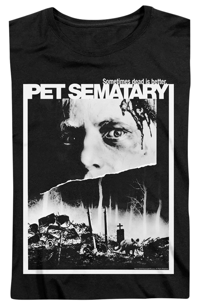 Womens Black and White Poster Pet Sematary Shirt