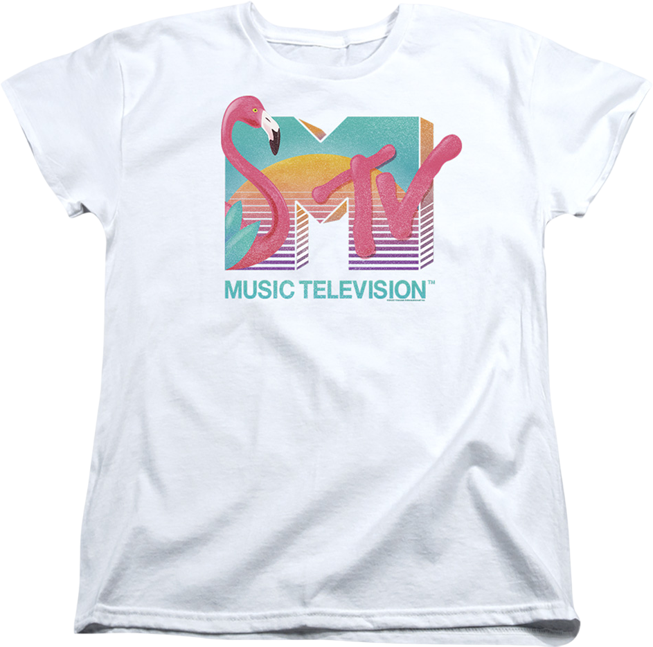 Womens Flamingo Sunset Logo MTV Shirt