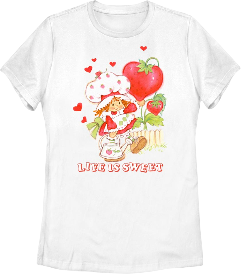 Womens Hearts Life Is Sweet Strawberry Shortcake Shirt