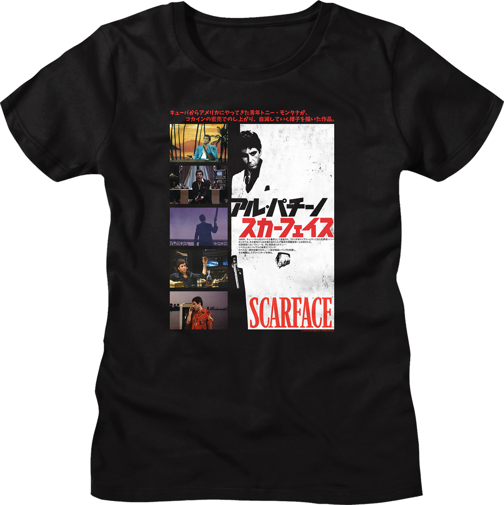 Womens Japanese Collage Poster Scarface Shirt