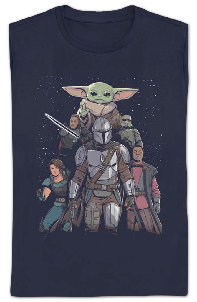 Womens Mandalorian Illustrated Cast Collage Star Wars Shirt