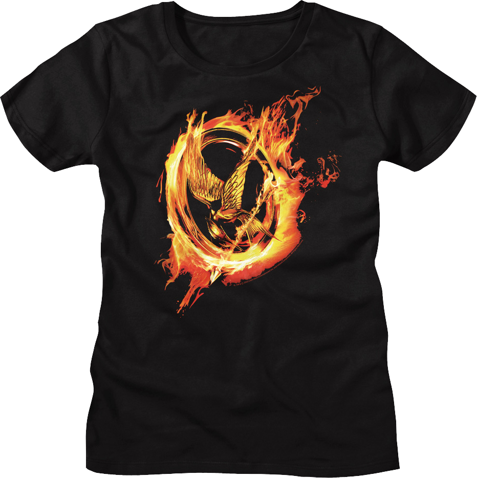 Womens Mockingjay Flames Hunger Games Shirt