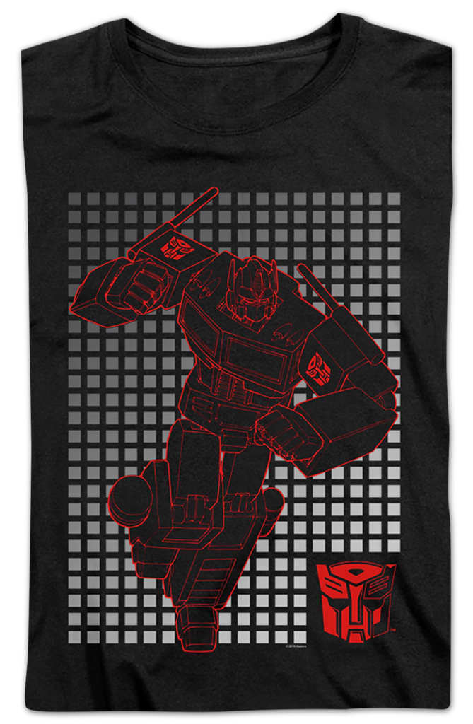 Womens Optimus Prime Grid Transformers Shirt