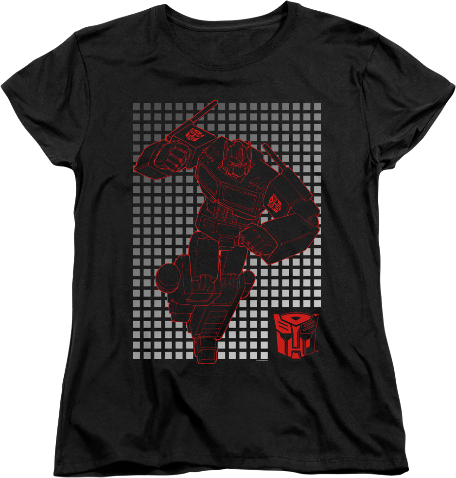 Womens Optimus Prime Grid Transformers Shirt