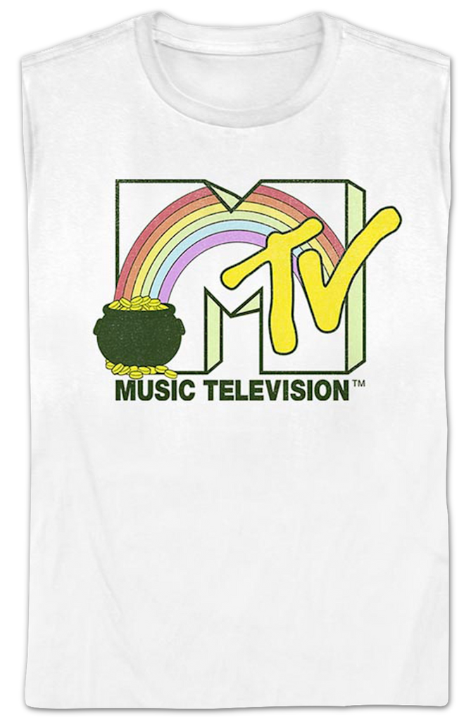 Womens Rainbow And Pot Of Gold Logo MTV Shirt