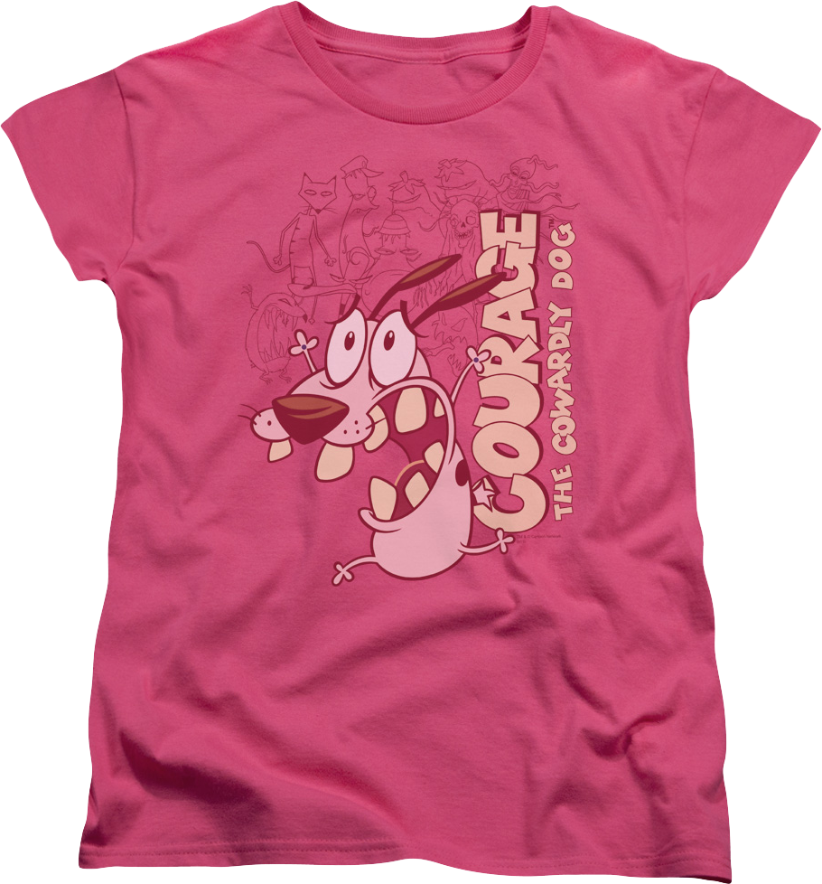 Womens Running Scared Courage The Cowardly Dog Shirt