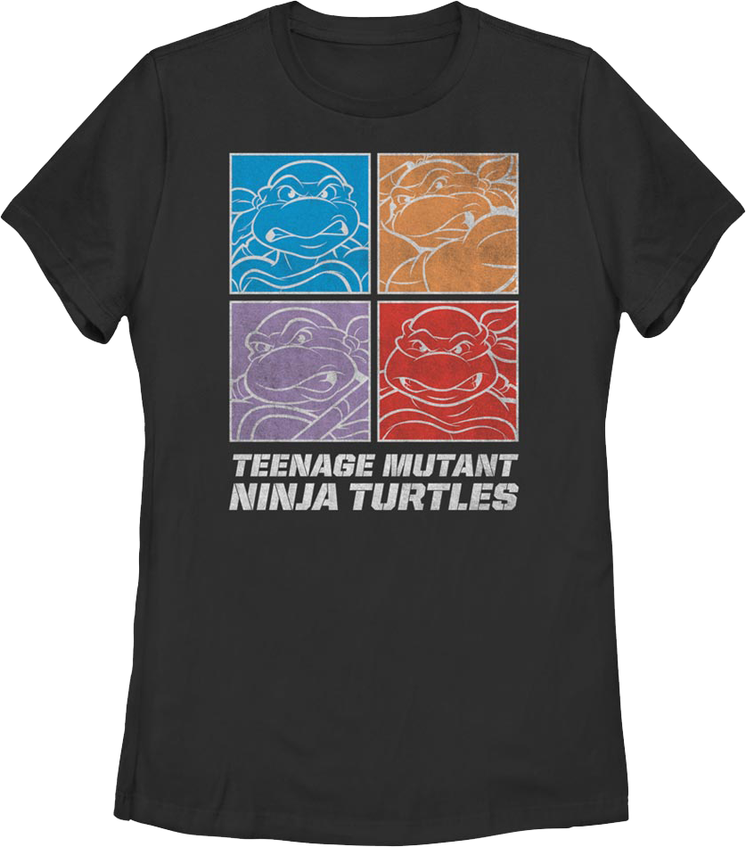 Womens Square Outlines Teenage Mutant Ninja Turtles Shirt