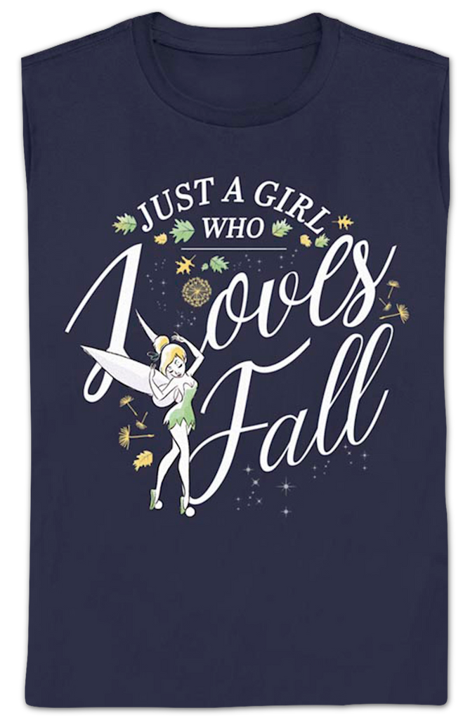 Womens Tinker Bell Just A Girl Who Loves Fall Disney Shirt