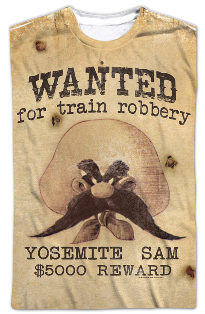 Yosemite Sam Wanted For Train Robbery Looney Tunes T-Shirt