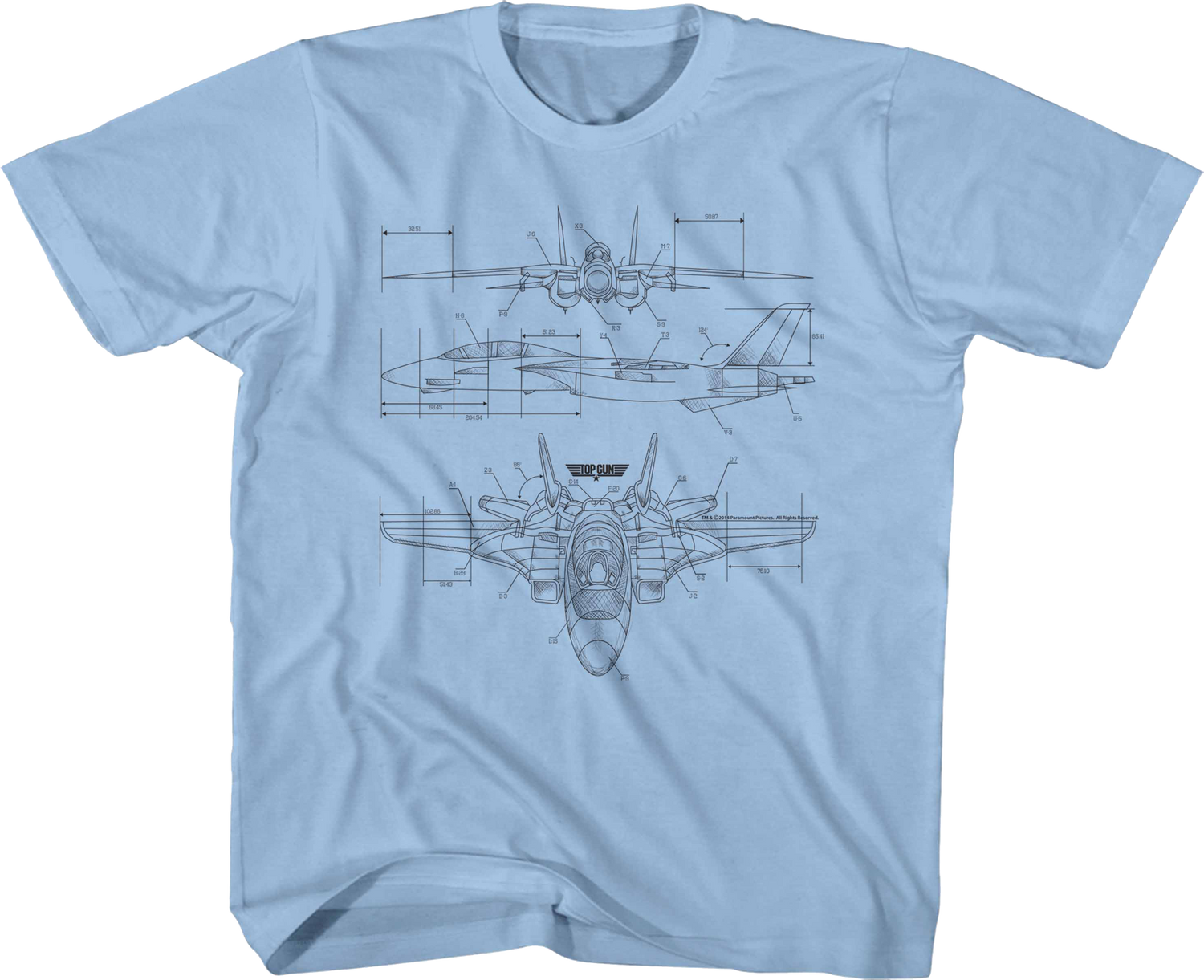 Youth Aircraft Diagram Top Gun Shirt