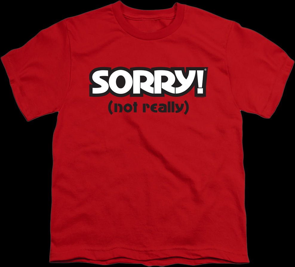 Youth Red Sorry Shirt Hasbro