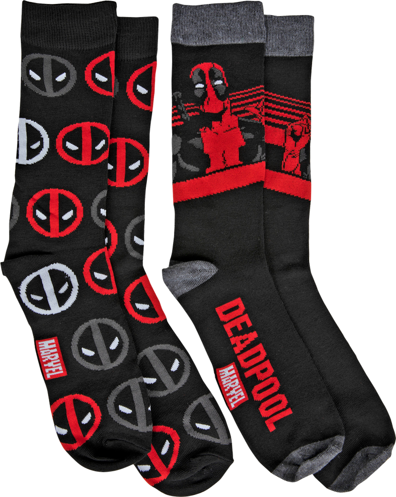 Deadpool Logo And Character 2-Pack Marvel Comics Socks