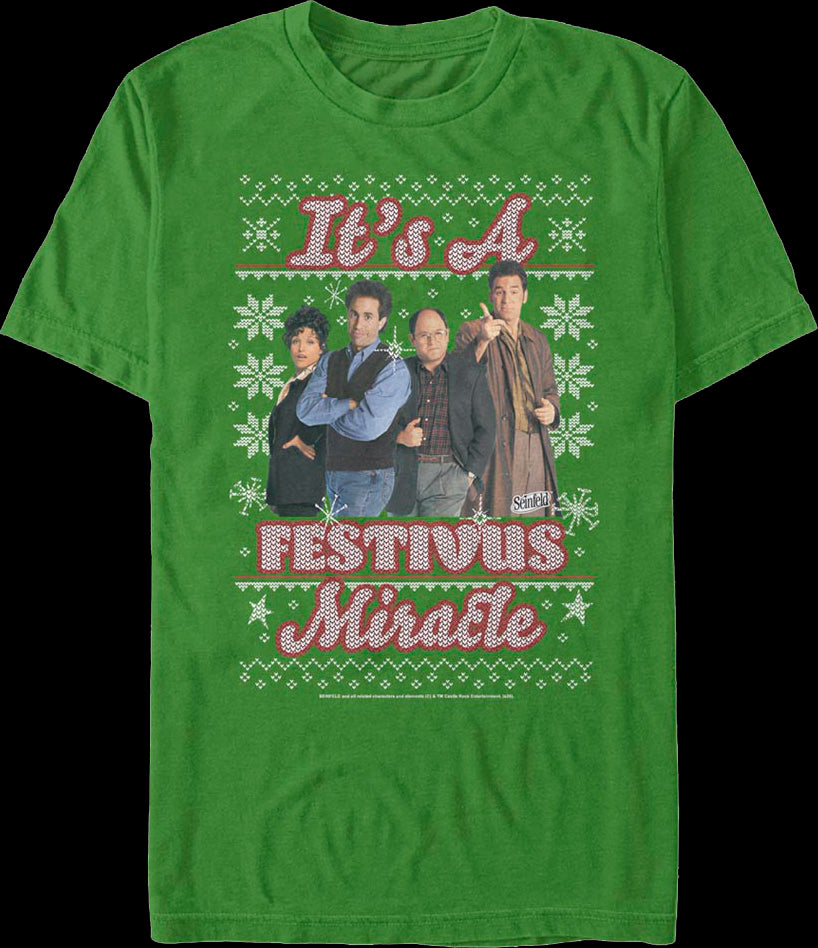 It's A Festivus Miracle Faux Ugly Sweater Seinfeld T-Shirt