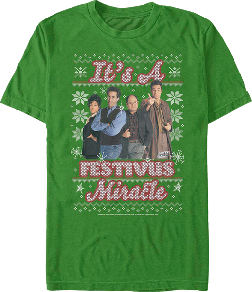 It's A Festivus Miracle Faux Ugly Sweater Seinfeld T-Shirt