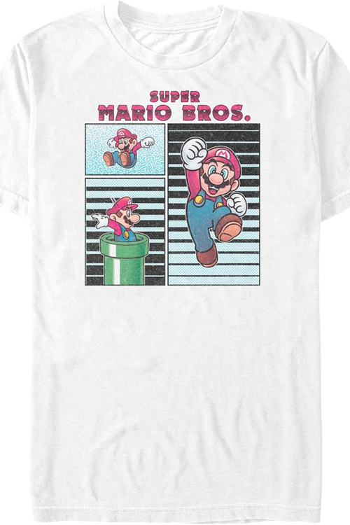 White Mario Poses Collage Super Mario Bros. T-Shirt