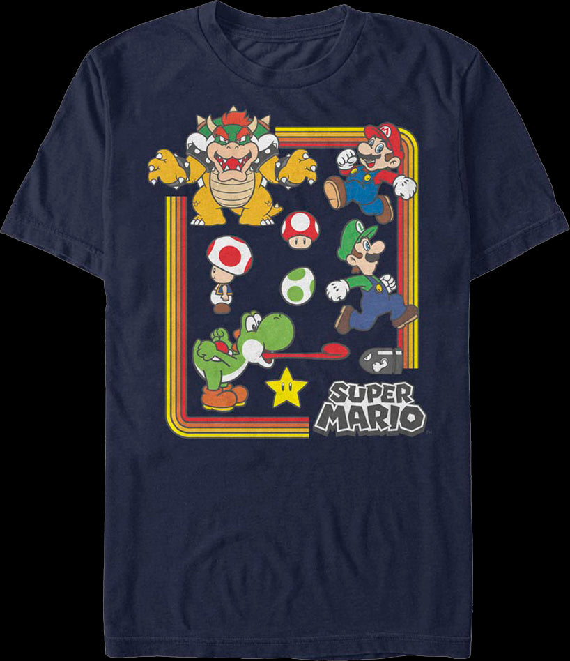 Navy Blue Nintendo Characters Super Mario Bros. T-Shirt
