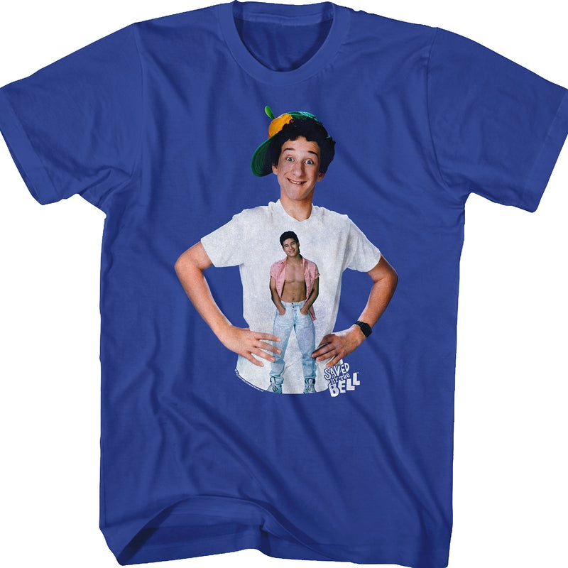 Screech Wearing Slater T-Shirt: Saved By The Bell Mens T-shirt