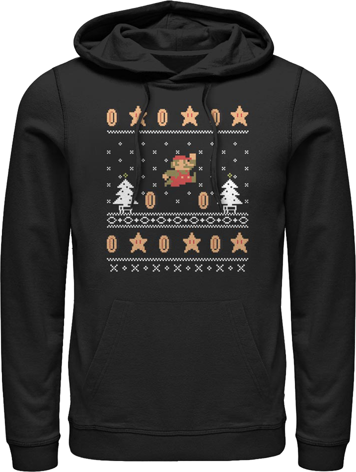 Super Mario Jump Faux Ugly Christmas Sweater Nintendo Hoodie