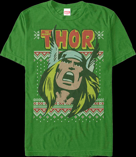 Thor Faux Ugly Christmas Sweater Marvel Comics T-Shirt