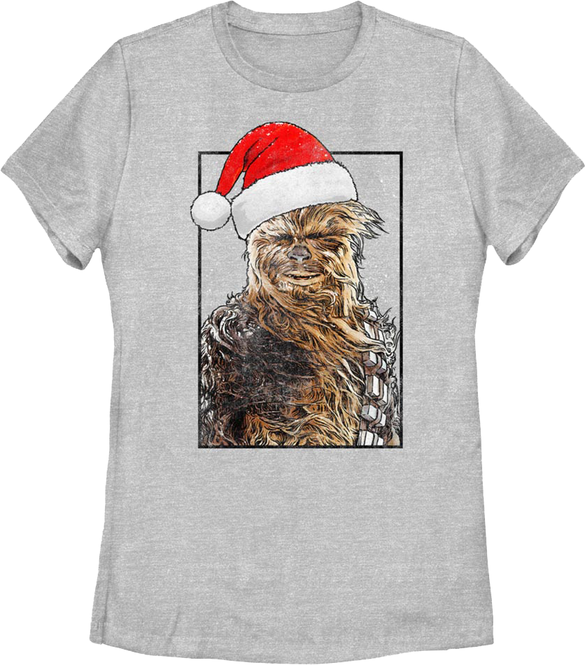 Womens Chewbacca Santa Claus Hat Star Wars Shirt